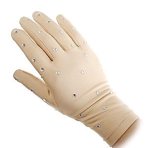 LIUHUO Ice Dress Gloves Performacne Wear Girls Thermal Figure Skating Gloves with Rhinestones（5 Color）
