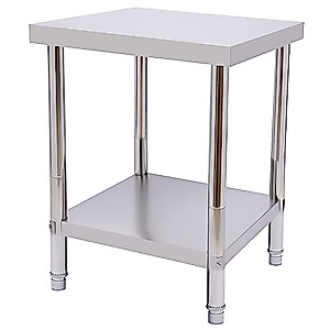 GDAE10 2 Layers Commercial Kitchen Prep Table with Shelf,Stainless Steel Kitchen Food Prep Work Table,for Restaurant, Hotel, Home