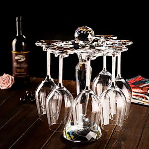 Elegant Desktop Crystal Glass Stemware Rack/Rotate 8 Wine Glass Storage Holder Stand Air Drying Rack