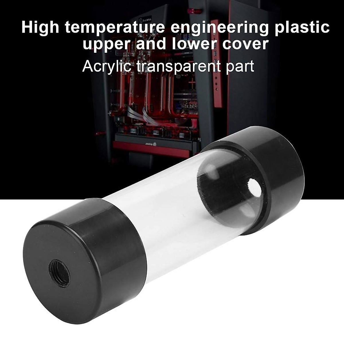 ASHATA Cylinder Water Cooling, 150mm Transparent Fast Cooling Water, G1/4 Thread Heat Exchanger Water Cooling Reservoir Radiator for PC Comp