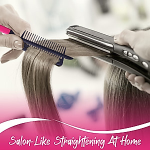 Herstyler Hair Straightening Comb - Flat Iron Comb - Hair Straightener Comb With a Firm Grip - Styling Comb for Women (Pink)