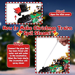 Christmas Train Set Building Blocks with Rotating Christmas Tree, Electric Music Steam Train Building Kit with Remote Control Birthday for Kids Teens Adults (1296+ pcs)