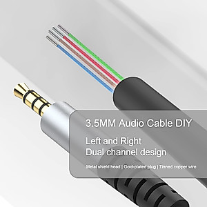 HIEbee Replacement 3.5mm 1/8" TRRS Stereo Male Plug to Bare Wire Open End Audio Cable for Headphone Headset Earphone Microphone Cable Repair(2 Pack1ft)