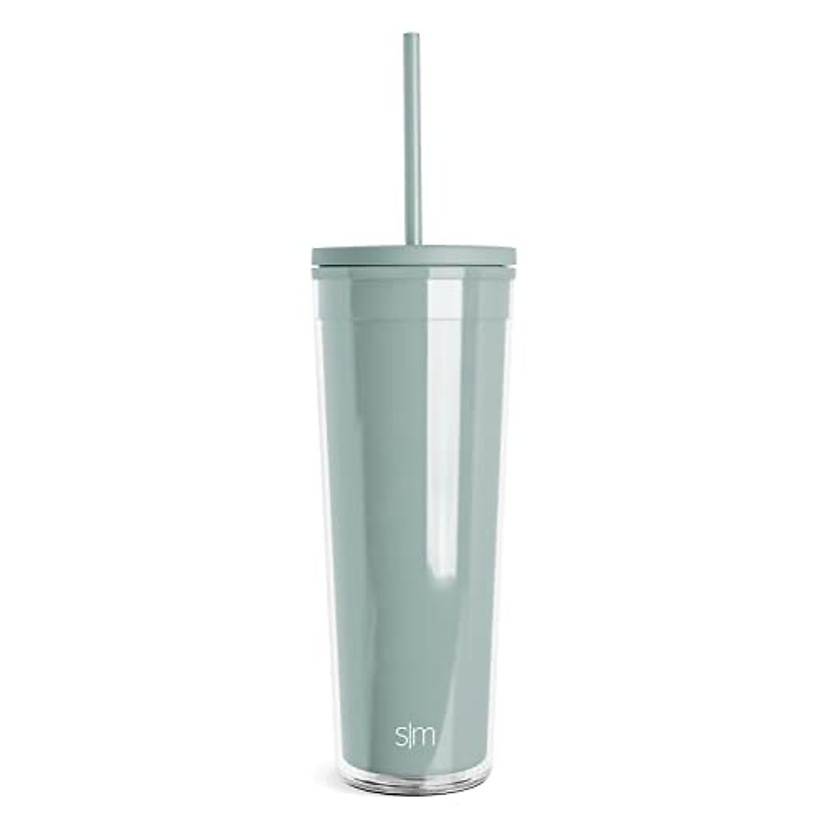 Simple Modern Plastic Tumbler with Lid and Straw | Reusable BPA Free Iced Coffee Cups Double Wall Smoothie Cup | Gifts for Women Men Him Her | Classic Collection | 24oz | Sea Glass Sage
