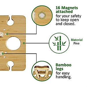 SUNESA Portable Picnic Table Outdoor Foldable Table Folding Picnic Tray Glasses Cups Bottle Rack Cheese Snack Holder Foldable Camping Table