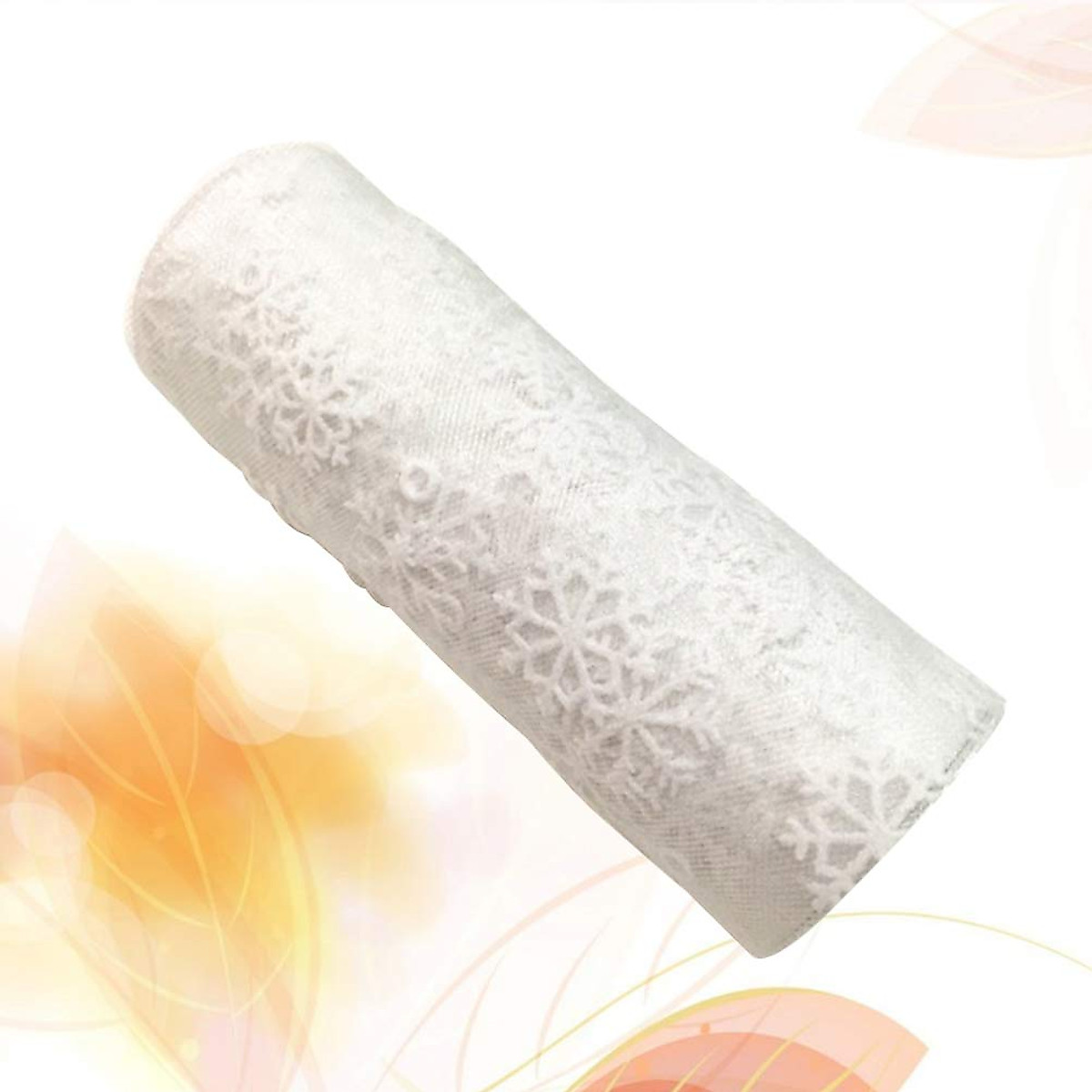 Sewroro Christmas Snowflake Tulle Roll Christmas Snowflake Spool Tulle Netting Rolls for DIY Craft 15cm 10yards (White)