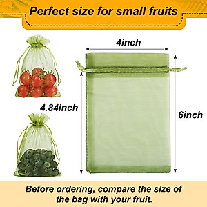 Shintop 100Pcs Fruit Protection Bags, 4x6 Inch Green Fruit Netting Cover Drawstring Mesh Bags Pest Barrier for Strawberry Blueberry Small Fruit