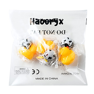 Haooryx 3 Pack Cow Print Rubber Duck Toys Car Ornaments, Farm Animal Theme Yellow Ducks Car Dashboard Decorations Black White Cow Print Helmet Duck with Propeller Squeak Toys Gift for Kids Adult