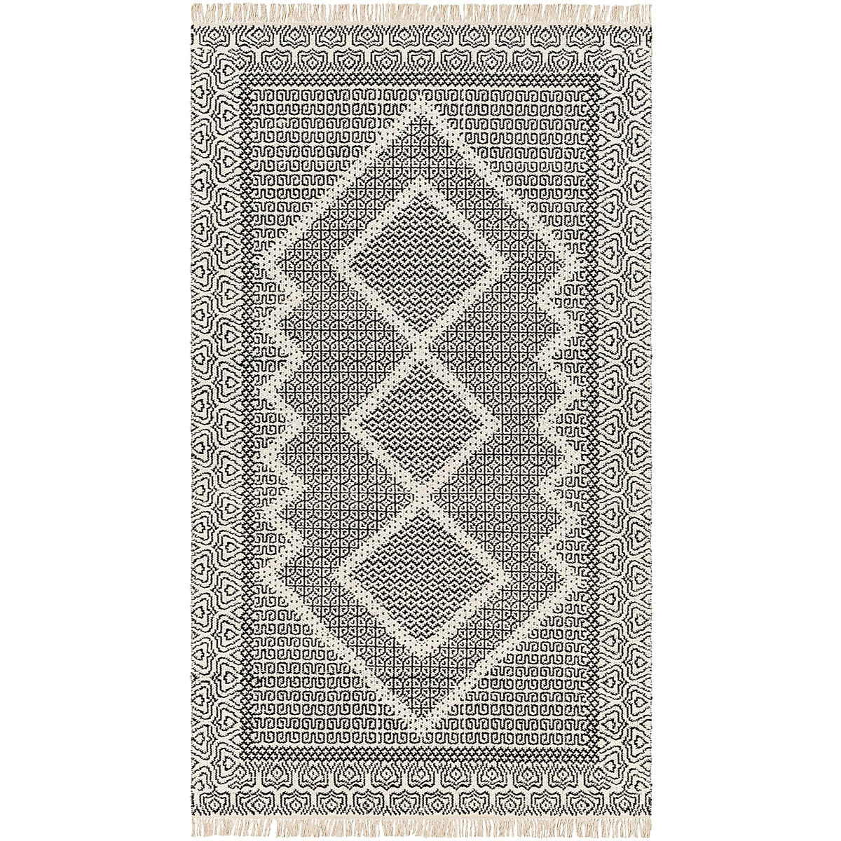 Mark&Day Wool Rugs, 6x9 Nishnabotny Cottage Dark Gray Area Rug, Grey Beige Carpet for Living Room, Bedroom or Kitchen (6' x 9')