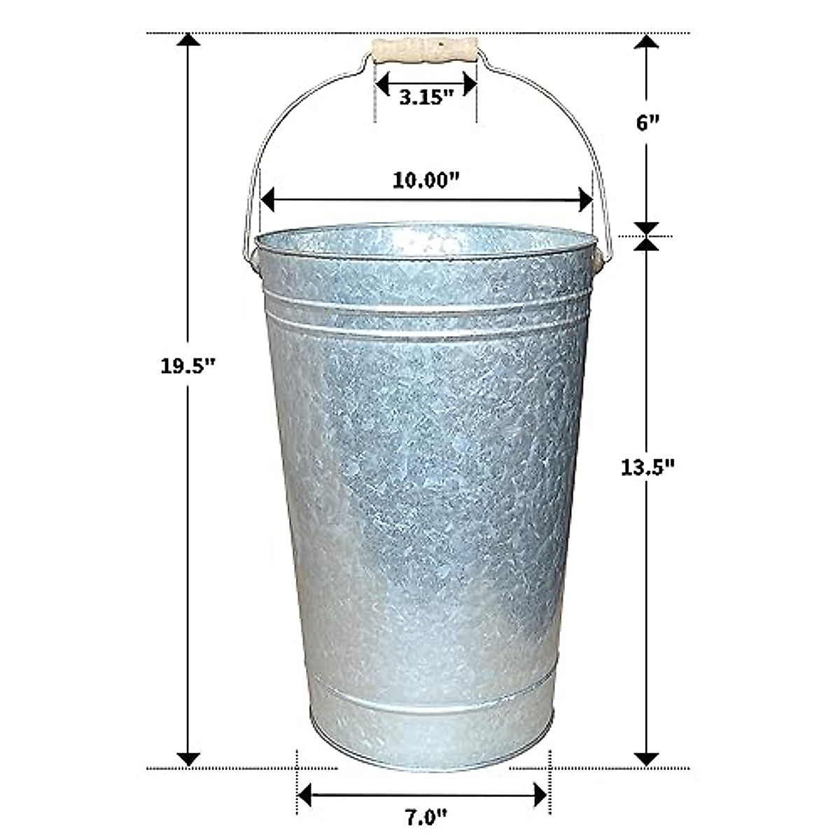 Eonvgei Metal 3.5 Gallon Large Wastebasket Trash Can,with Wooden Handle for Bedroom,Kitchen,Bedroom,Home Office Decor，13 Liters (Silver)