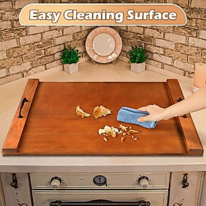 Calmbee Noodle Board Stove Cover, Premium Pine Wood Stove Top Covers for Electric Stove, 30" x 22" Wooden Gas Stove Cover Stovetop Cover - Used as Serving Tray or Sink Cover for More Usable Space