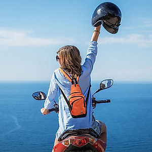 Peicees Small Sling Bag Backpack for Women Mens Crossbody Bag Backpack Hiking Shoulder Chest Daypack with Zipper Strap