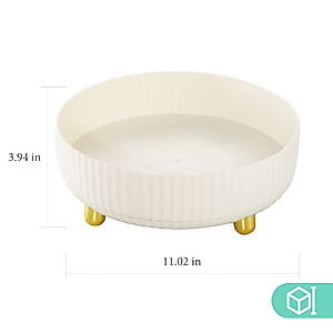 DOCMON Skin Care Organizer, 360 Rotating Makeup Perfume Organizer, Large Capacity Lazy Susan Turntable Organizer for Cabinet, Pantry, Table, Fridge, Bathroom Dresser (White)