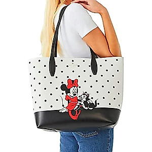 Kate Spade x Disney Minnie Mouse Large Reversible Leather Tote Purse(White Multi)
