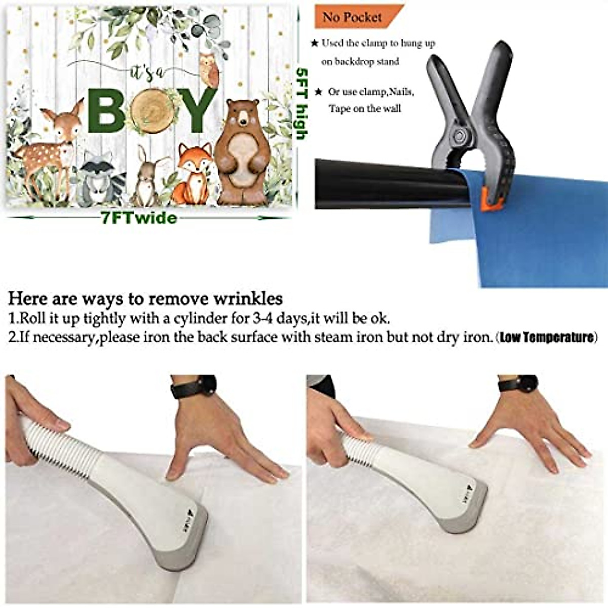 Sensfun It's A Boy Woodland Backdrop Woodland Animal Baby Shower Birthday Background 7x5ft Woodland Creatures Forest Friends Safari Theme Party Banner Decoration