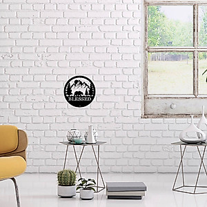 CREATCABIN Metal Wall Art Bear Decor Wall Hanging Plaques Ornaments Iron Blessed Wall Art Sculpture Sign for Indoor Outdoor Home Living Room Kitchen Garden Office Decoration Gift Black 11.8inch