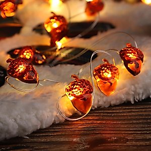 2pcs Acorn String Lights, Thanksgiving Lights Decorations Indoor Fall Decor Acorn Lights Cute Novelty Lights 10.83in Long 23 LEDs Thanksgiving Lights String for Wedding Birthday Harvest Decor