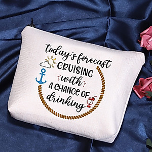 POFULL Cruise Themed Gift Cruise Boat Cocktails Friends Groups Cruise Cosmetic Bag (forecast Cruising)
