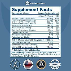 Calcium Supplement for Women & Men - Calcium Citrate & Hydroxyapatite 1000mg + Vitamin D3 K2 Magnesium Zinc & More for Complete Bone Health, 180 Tablets