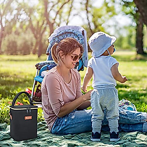 Breastmilk Cooler Bag with Ice Pack, Mancro Baby Bottle Bag Fits 4 Baby Bottles Up to 9 Ounce, Insulated Bottle Bag for Nursing Mom Daycare Travel, Breast Milk Cooler on The go with Strap, Black