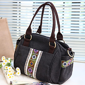 Women Canvas Top-Handle Handbag, Vintage Heavy-duty Crossbody Bag Tote Handbag
