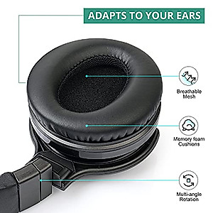 Qisebin E7 PRO Active Noise Cancelling Headphones Bluetooth Headphones with Microphone/Deep Bass Wireless Headphones Over Ear 30H Playtime for Travel Work TV Computer Cellphone