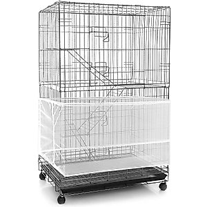 lustrioustoy Bird Cage Seed Catcher, Large, Seed Catcher Guard Net Cover, Prevent Scatter and Mess, Soft Airy Cage Net Stretchy Skirt, Prevent Scatter and Mess(White, 118 x 15.7 Inch)