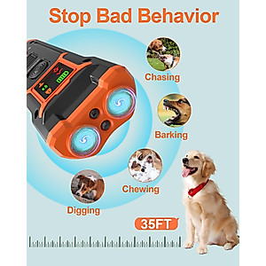 2024 Dog Training Bark Deterrent Device, Anti-Barking Device with HD Display and LED Flashlight for Dogs, Stop Bad Behavior Without Yelling or Swatting, Ultrasonic Stopper Alternative to Shock Collars