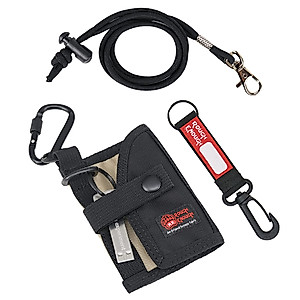 Rough Enough Key Card Holder Keychain Pouch Wallet for Men with Lanyard for Car Key FOB Cards Coins Organizer Black Cordura