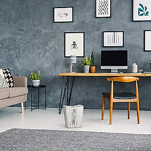 BTY Wood Trash Can, Farmhouse Small Square Wastebasket Bin, Rustic Style Wooden Waste Bin with Convenient Handle for Bathroom, Kitchen, Bedroom, Office - Rustic Grey