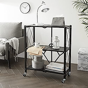 Urban Shop 3 Shelf Metal Storage Cart, Black