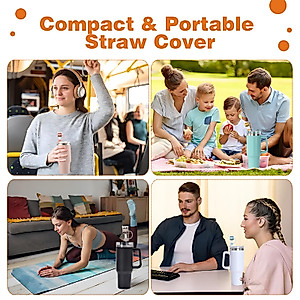 8PCS Straw Cover Cap for Stanely Cup, 0.4Inches Cute Bubble Tea Drinking Straw Cover, Silicone Dust-Proof Straw Protector Topper Stanley Accessories