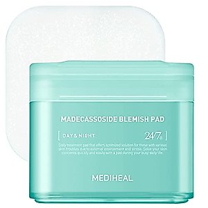MEDIHEAL Madecassoside Blemish Pad - Square Cotton Facial Toner Pads with Centella Asiatica & Madecassoside – Anti Blemish Face Pads to Improve Uneven Skin Tone - Vegan Face Gauze Wipes, 100 Pads