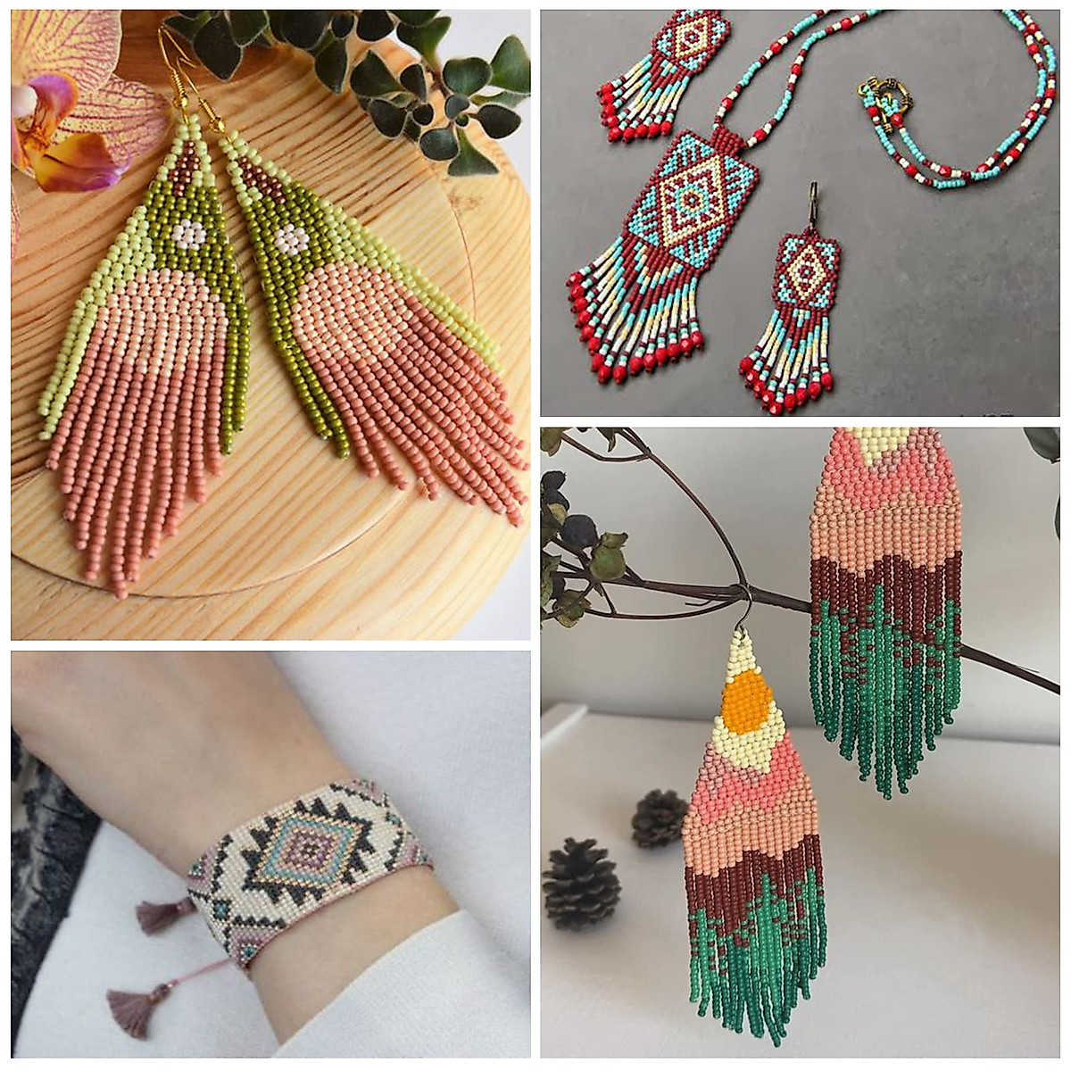 Quefe 26400pcs 2mm Glass Seed Beads 24 Colors Small Beads Kit Bracelet Beads with 24-Grid Plastic Storage Box for Jewelry Making