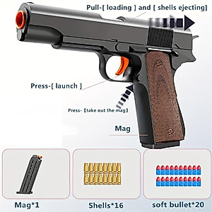 Kyliandi Soft Bullet Toy Gun Sniper Rifle with Scope Realistic Barrel Shell ejecting Foam Blaster Gun Dart Prop Backyard Outdoor Shooting Game for Boys Teens Adults Gifts Age 8-12 14 Years Old (Black)