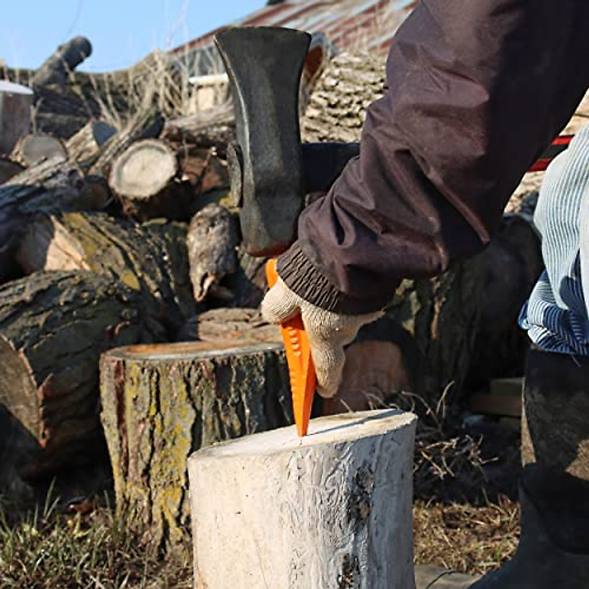 Felled Manual Log Splitter Wedge Diamond Wedge – 4-Direction Steel Splitting Wedge Wood Wedge Wood Splitter Wedge Tool