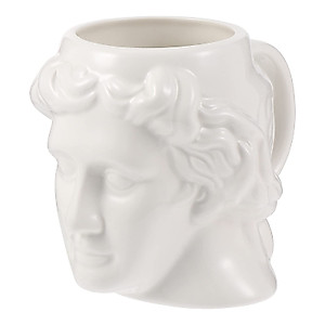 Cabilock 2pc Cup David Head Figurine Roman Coffee Mug David Head Vase Tea Mug Milk Container Handmade Coffee Mug Espresso Coffee Mug Gift Greek Coffee Mug Shot Glass White Trend 3d Ceramics