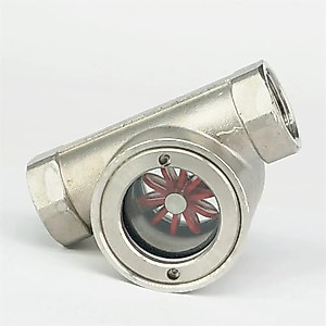 3/4" BSPP Female SS304 Stainless Steel Glass Window Sight Flow Indicator with Impeller 2.5 Mpa