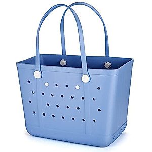 Juyeesm X Large Beach Bag, Oversized Rubber Beach Bag, Washable Open Tote Bag Durable Tote Travel Bags for Outdoor Sport