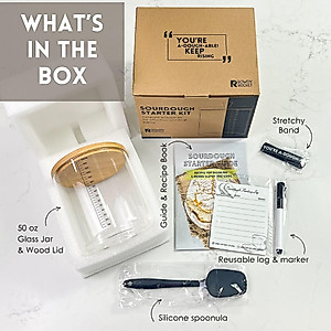 Sourdough Starter Kit with 50oz Jar for Gluten-Free and Regular Baking - Stylish Jar with Easy Instructions and Recipes