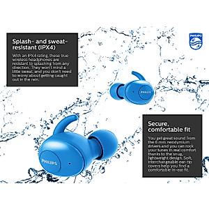 PHILIPS T3215 Wireless in-Ear Earbuds, TWS Bluetooth 5.1 Stereo Headphones, IPX4, Up to 24 (6+18) hrs of Playtime with USB-C Charging case - Blue (TAT3215BL)