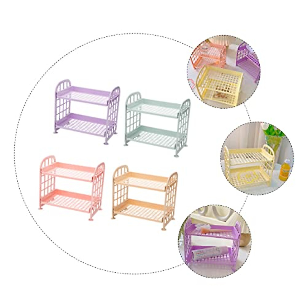 Cabilock 4Pcs Storage Rack freestanding Bathroom Counter Shelf Bathroom Organizer countertop Hair Product Organizer Shelves for cabinets Storage Holder Shelf Office Bookshelf Desk pp