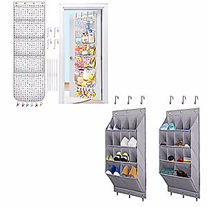 FENTEC 2 Pack Over the Door Shoe Organizers Hanging Shoe Organizer, Stuffed Animal Storage Over Door Stuffed Animal Organizer