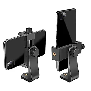 SharingMoment Premium Smartphone Holder/Vertical and Horizontal Tripod Mount Adapter Rotatable Bracket with 1/4 inch Screw/Adjustable Clip for iPhone, Android Cell Phone, Selfie Stick, Camera Stand