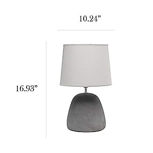 Simple Designs LT2058-GRY Round Concrete Table Lamp, Gray 10.25"L x 10.25"W x 16.5"H