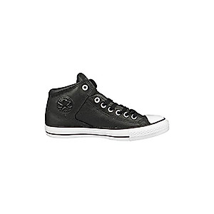 Converse Women and Men Street Leather High Top Sneaker, Black/Black/White, US 11W 9M