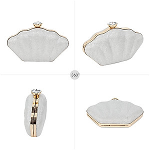 Women Mini Sequins Seashell Evening Clutch Chain Strap Cross-body Bag