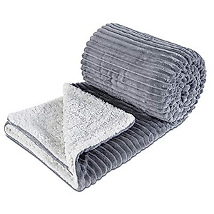 EMME Baby Blanket Fuzzy Sherpa Fleece Blanket Soft Reversible Warm Receiving Blankets for Toddler, Infant, Boys and Girls Gift Reversible Cozy Blanket for Crib, Stroller, Nap, Outdoor (Grey, 30"x40")