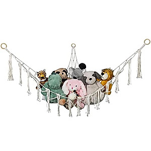 Lovely Baby Genius Stuffed Animal Net, Toy Hammock with 3 Strong Metal Hook - Macrame Stuffed Animal Hammock for Kids Room, Squishmallow Net