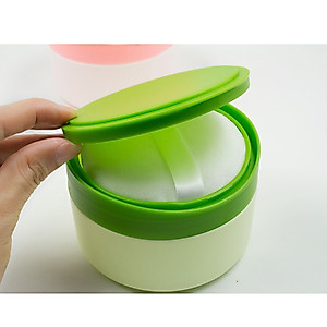 1 Pcs Portable Plastic Baby Skin Care Baby Powder Puff Box Holder Container Talcum Powder Case Jar Pot with Powder Puff and Sieve Tray(Green)